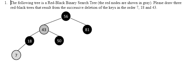 Solved 1. The following tree is a Red-Black Binary Search | Chegg.com