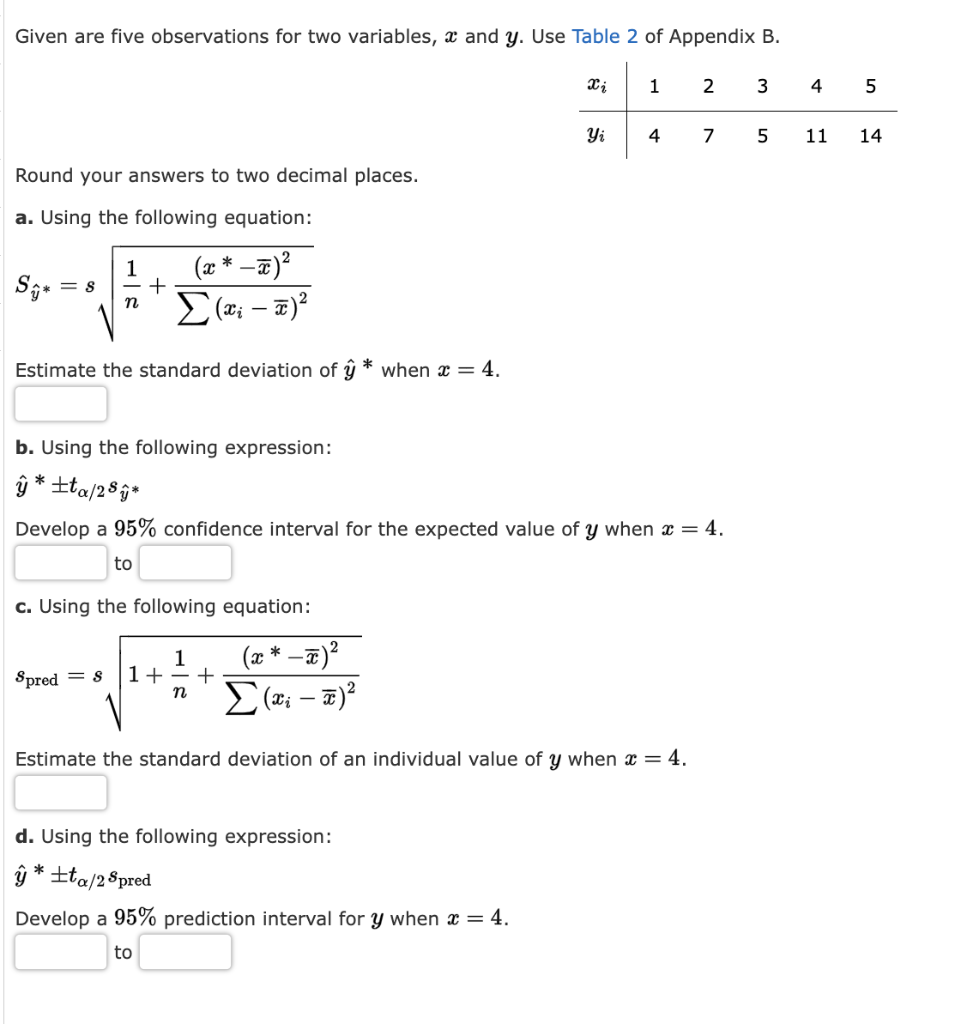 Solved Given are five observations for two variables, X and | Chegg.com