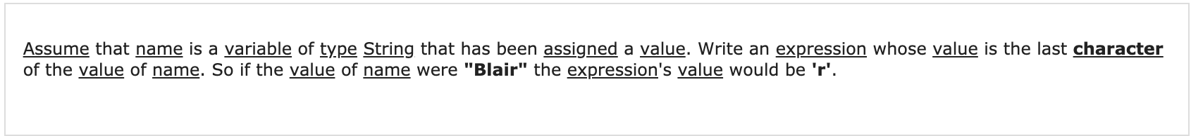 Solved Assume that name is a variable of type String that | Chegg.com