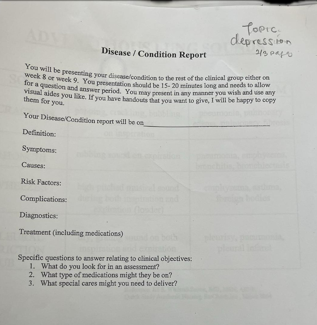 Solved DISEASE / ﻿CONDITION REPORT CASE STUDY - | Chegg.com