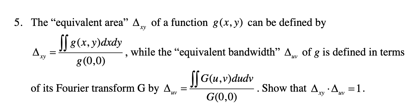 Solved y 1 5. The “equivalent area” Ary of a function g(x,y) | Chegg.com