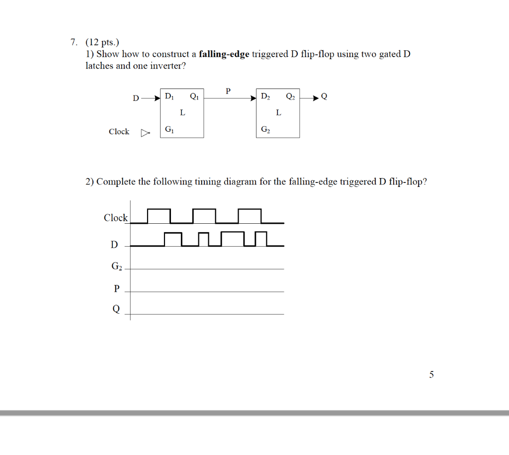 Solved 7. (12 pts.) 1) Show how to construct a falling-edge | Chegg.com