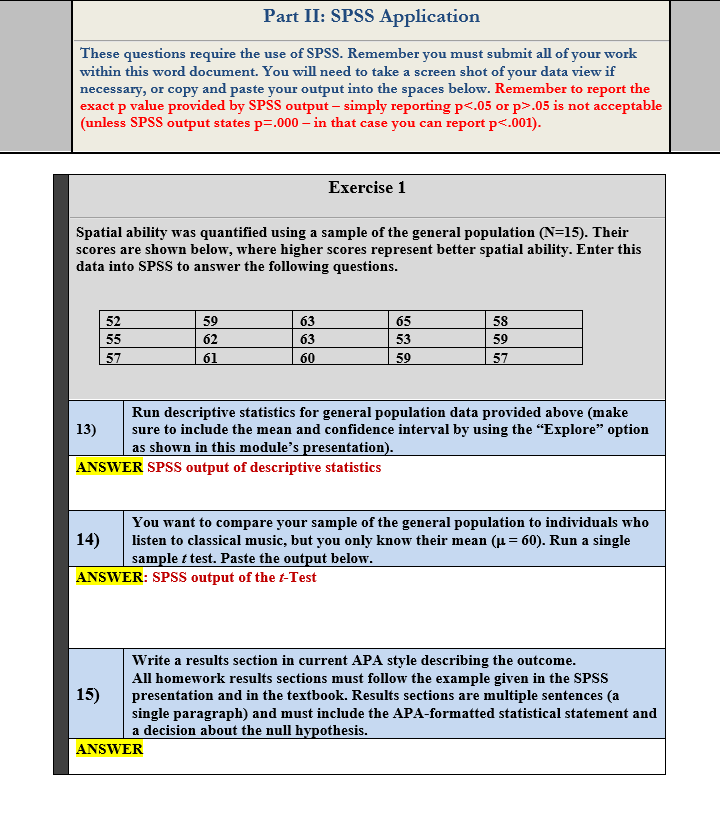 Solved Part II: SPSS Application These questions require the | Chegg.com