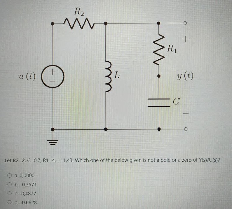 Solved Let R2=2,C=0,7,R1=4,L=1,43. Which one of the below | Chegg.com
