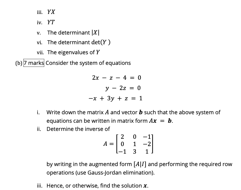 Solved (a) Consider the following two matrices X and Y : | Chegg.com