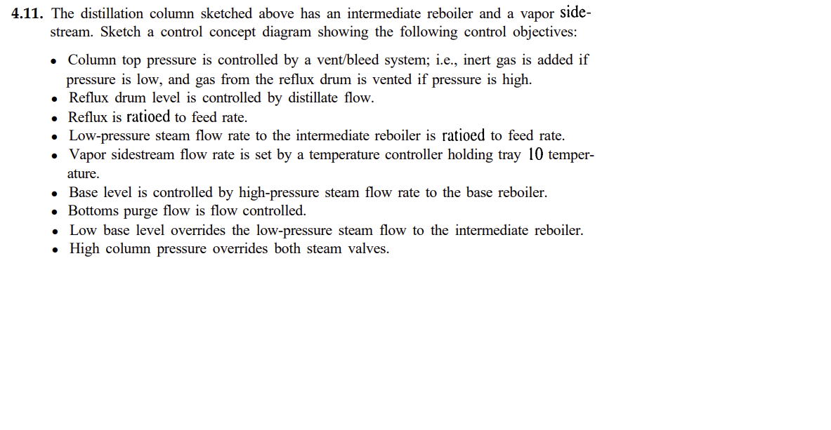 Solved 4.11. The distillation column sketched above has an | Chegg.com