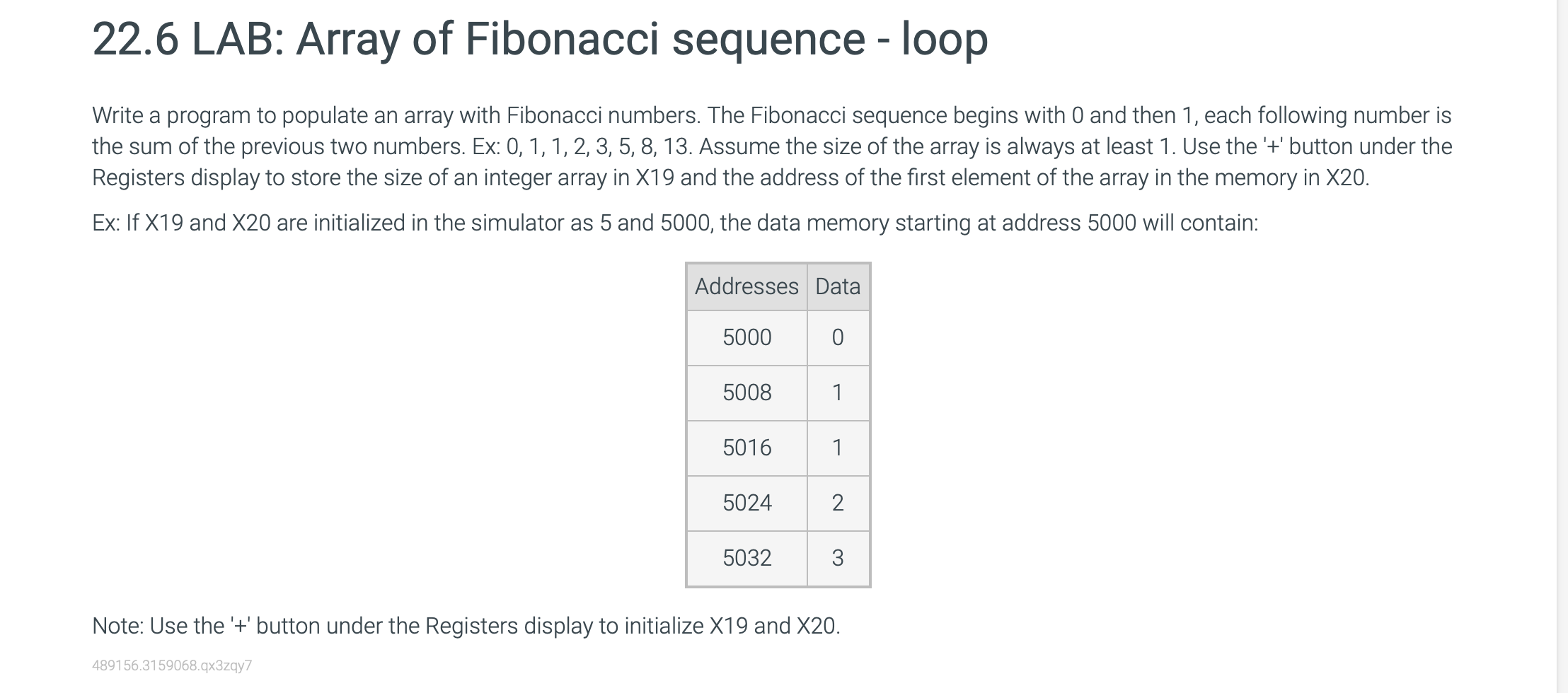 22.6 LAB: Array of Fibonacci sequence - loop Write a | Chegg.com