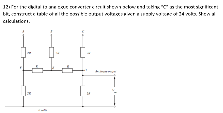 Solved 12) For the digital to analogue converter circuit | Chegg.com