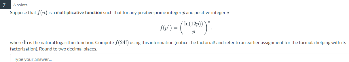 Solved 6 points Suppose that f(n) is a multiplicative | Chegg.com