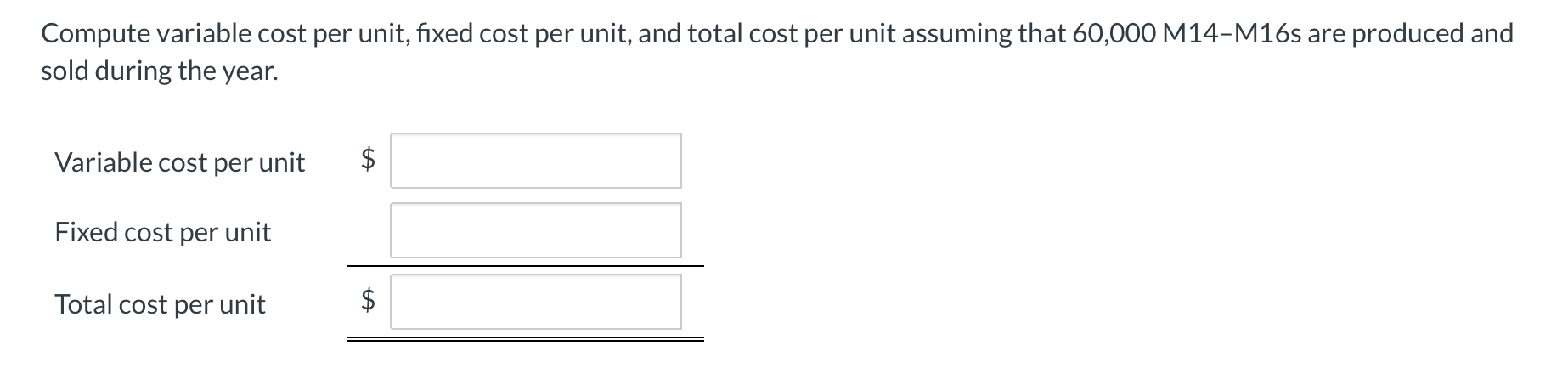 Solved Compute variable cost per unit, fixed cost per unit, | Chegg.com