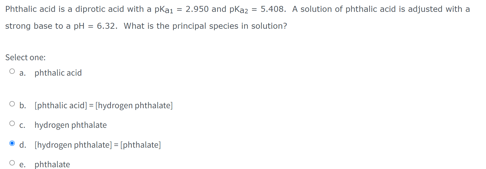 Solved Phthalic acid is a diprotic acid with a pka₁ = 2.950 | Chegg.com