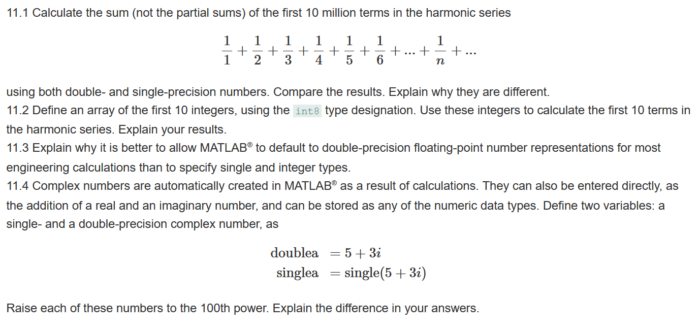 Solved 11.1 Calculate the sum (not the partial sums) of the | Chegg.com