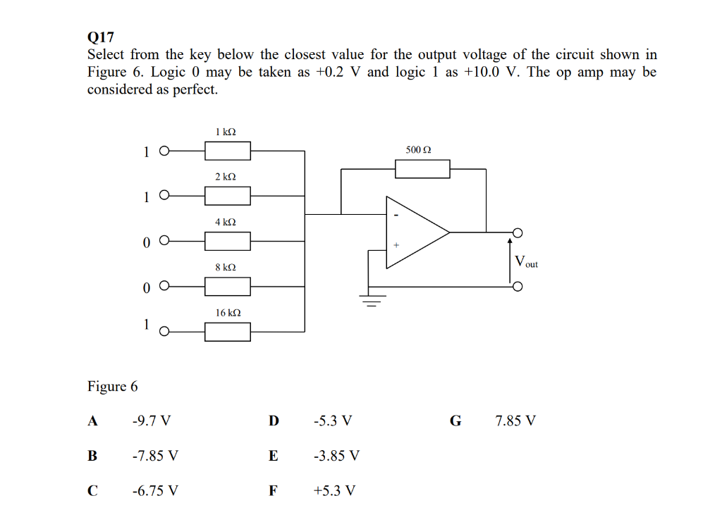 Solved Q17 Select from the key below the closest value for | Chegg.com