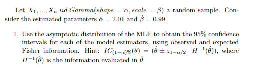 Solved Let X1,…,Xn iid Gamma(shape =α, scale =β) a random | Chegg.com