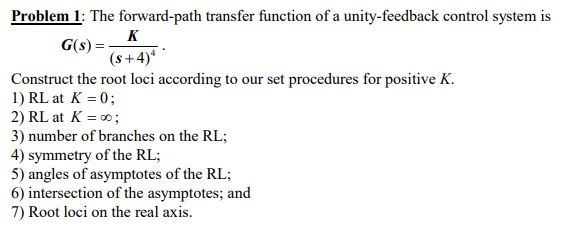 Solved Problem 1: The forward-path transfer function of a | Chegg.com