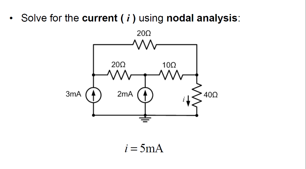 Solved .Solve for the current ( i ) using nodal analysis: | Chegg.com