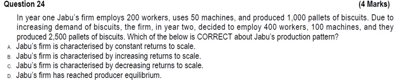 Solved Question 24(4 Marks)In year one Jabu's firm employs | Chegg.com Solved Question 24(4 Marks)In year one Jabu's firm employs | Chegg.com