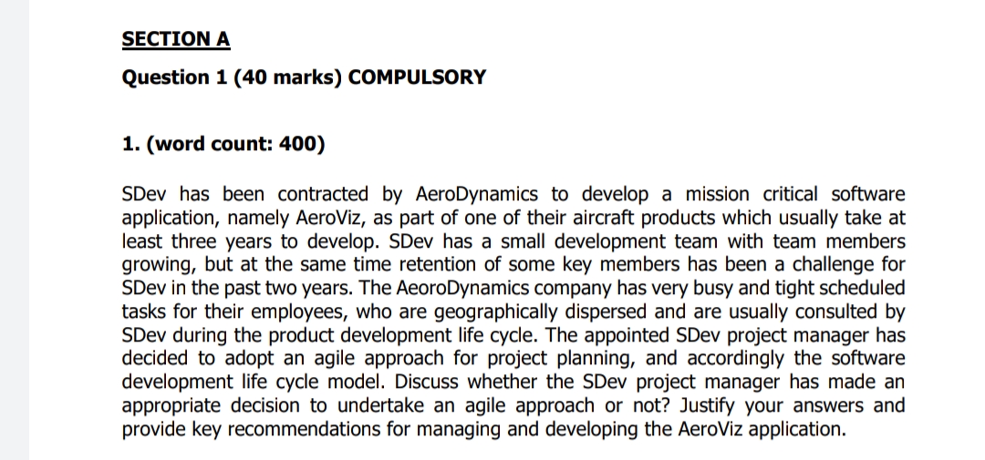 Solved SECTION AQuestion 1 (40 ﻿marks) ﻿COMPULSORY(word | Chegg.com