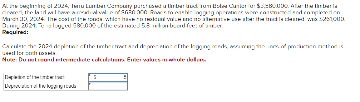 Solved At the beginning of 2024 , Terra Lumber Company | Chegg.com