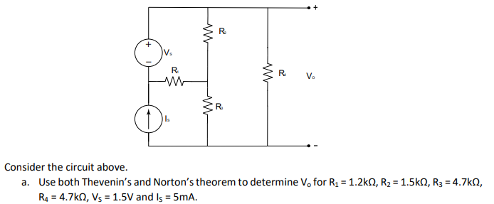 Solved Consider the circuit above. a. Use both Thevenin's | Chegg.com
