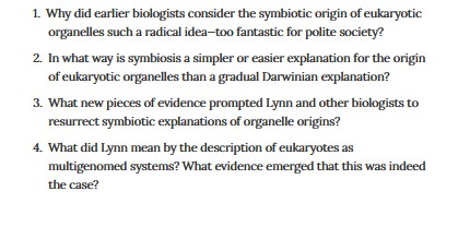 Solved 1. Why did earlier biologists consider the symbiotic | Chegg.com