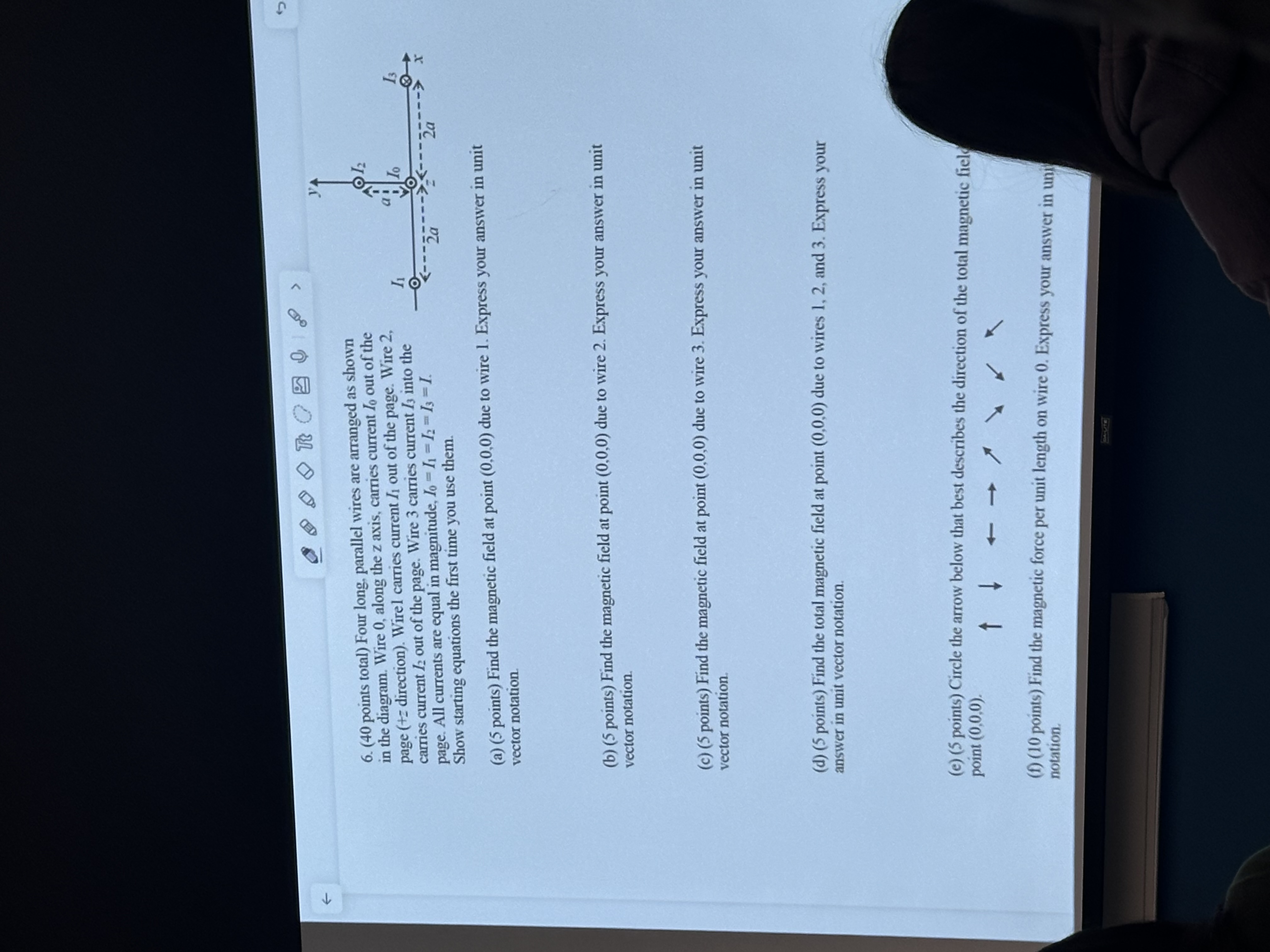 Solved (40 ﻿points total) ﻿Four long, parallel wires are | Chegg.com