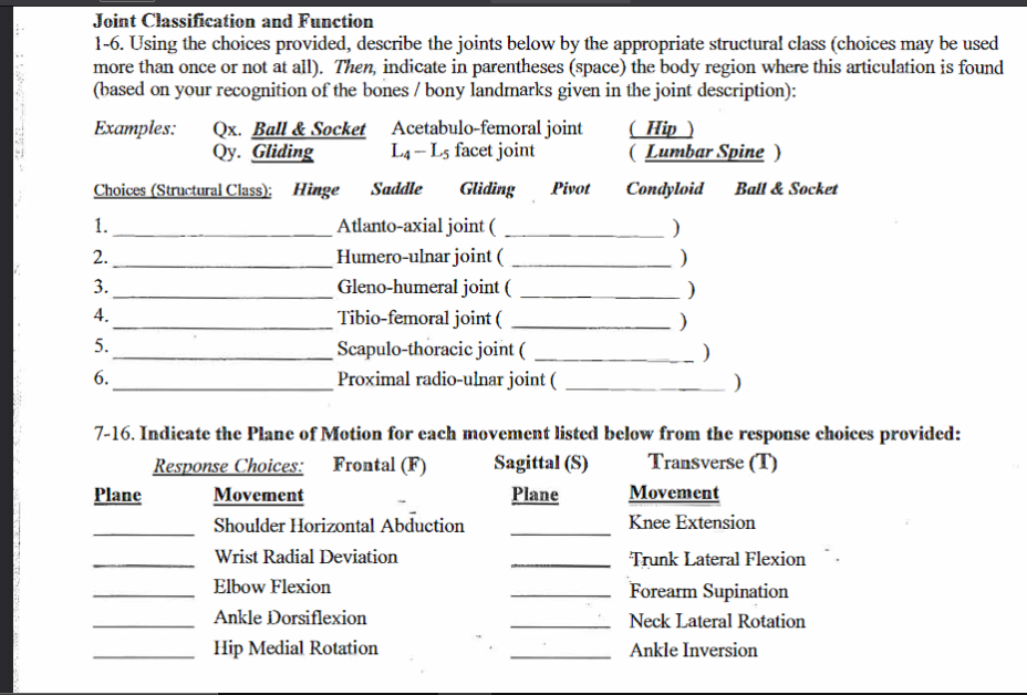 Solved Joint Classification and Function 1-6. Using the | Chegg.com