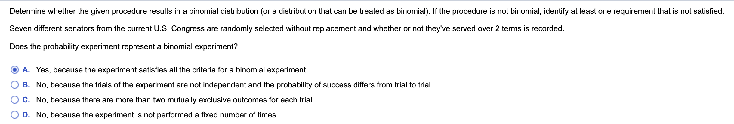 Solved Determine whether the given procedure results in a | Chegg.com