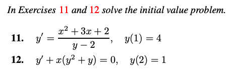 Solved In Exercises 11 and 12 solve the initial value | Chegg.com