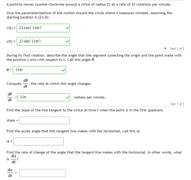 Solved A particle moves counter-clockwise around a cirlce of | Chegg.com