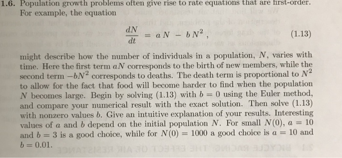 Solved 1.6. Population growth problems often give rise to | Chegg.com