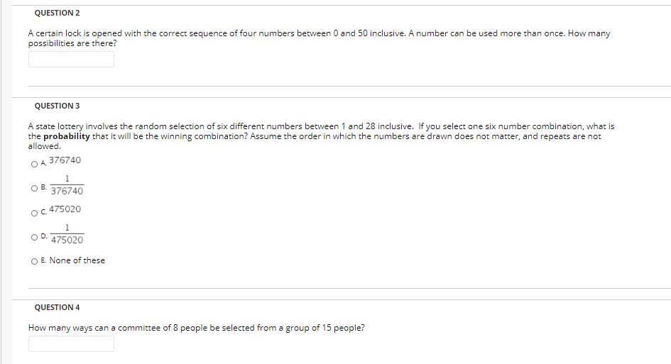 Solved QUESTION 2 A certain lock is opened with the correct | Chegg.com