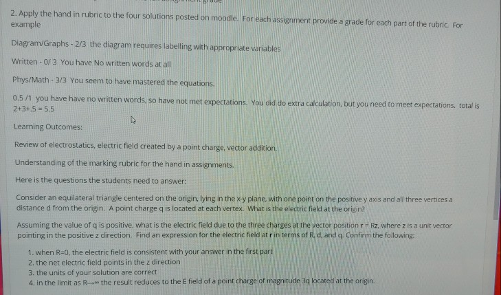 Solved 2. Apply the hand in rubric to the four solutions | Chegg.com