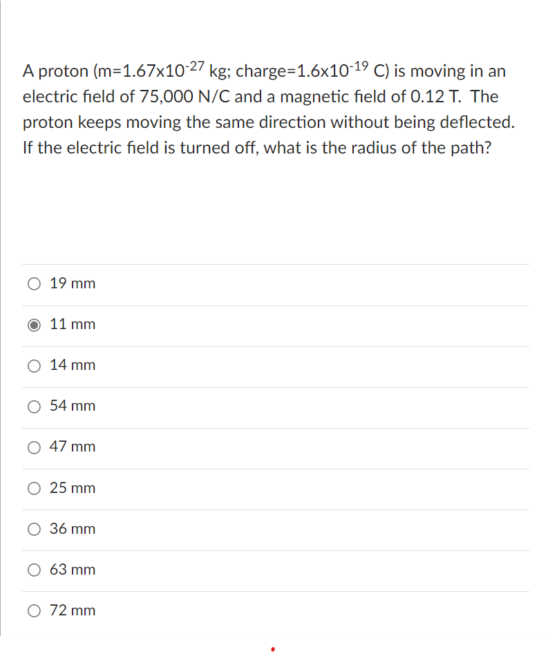 Solved A proton (m=1.67x10-27 kg; charge=1.6x10-19 C) is | Chegg.com