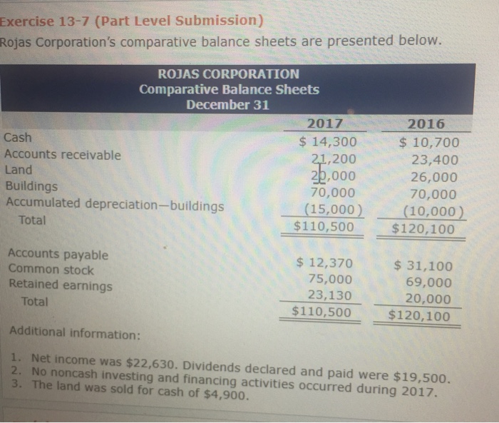 Solved Exercise 13-7 (Part Level Submission) Rojas | Chegg.com