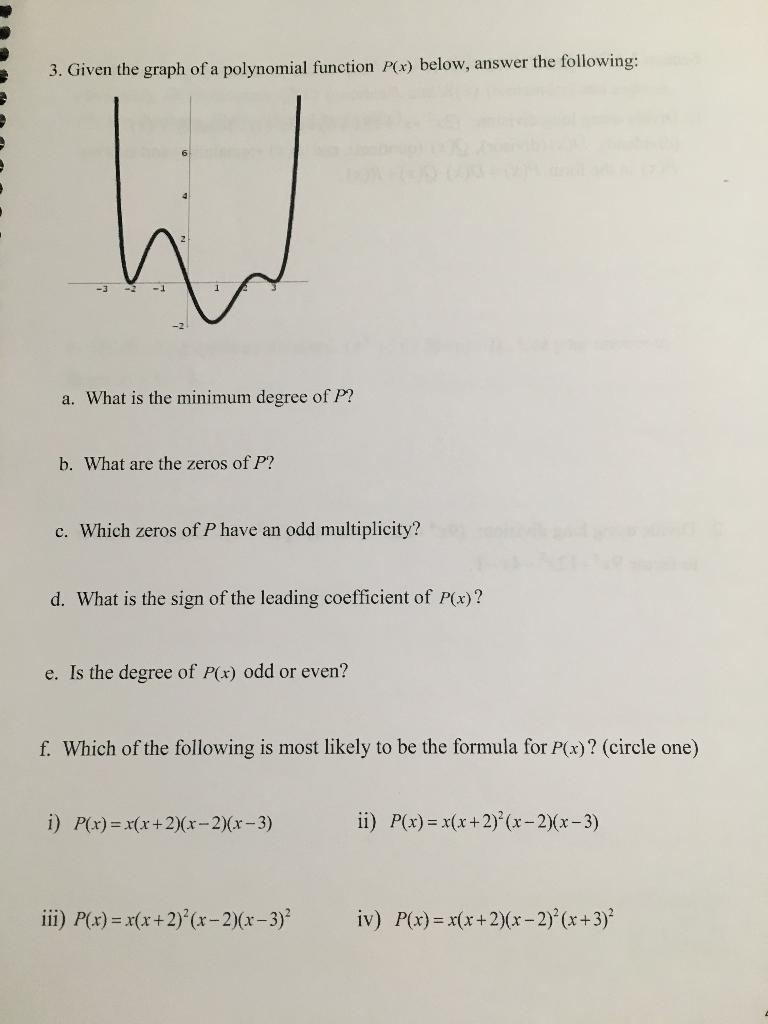Solved 3. Given the graph of a polynomial function P(x) | Chegg.com