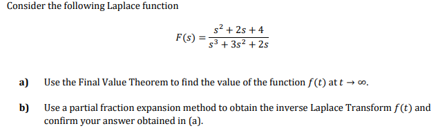 Solved Consider the following Laplace function | Chegg.com