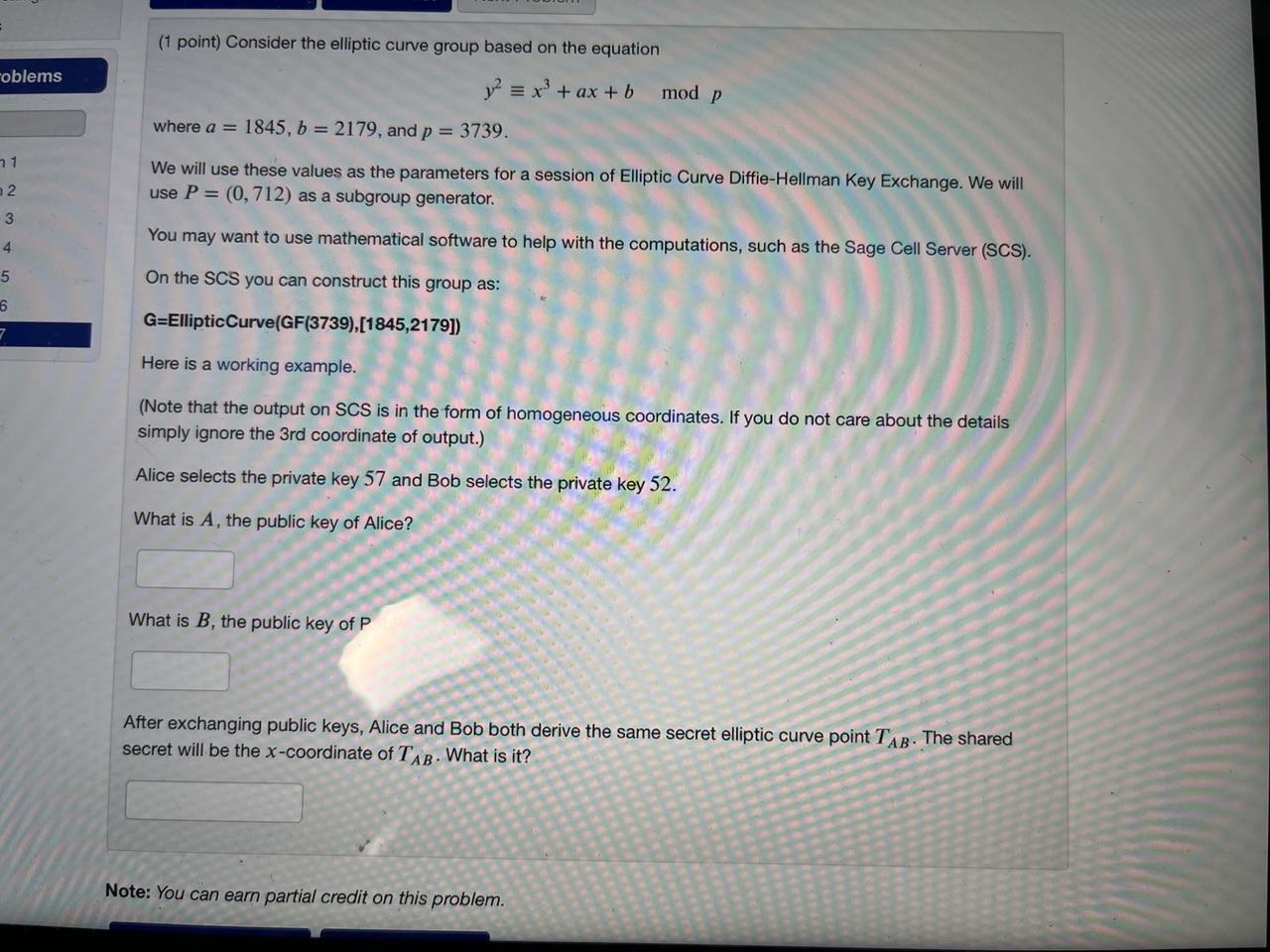 (1 point) Consider the elliptic curve group based on | Chegg.com