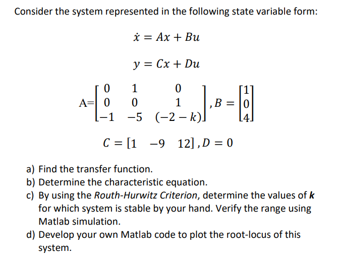 Solved Consider the system represented in the following | Chegg.com