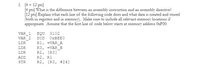 Solved 1. [4 + 12 pts] [4 pts] What is the difference | Chegg.com