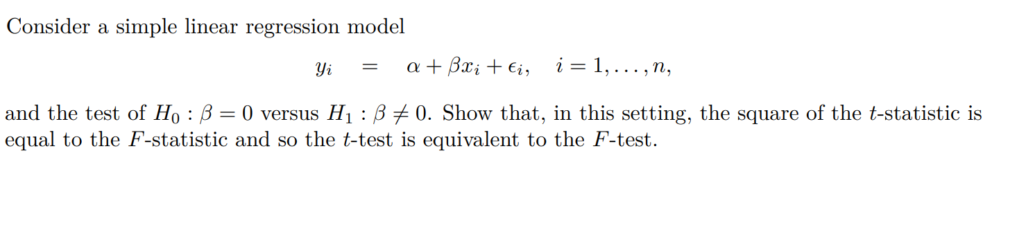 Solved Consider a simple linear regression model Yi a + Bxi | Chegg.com