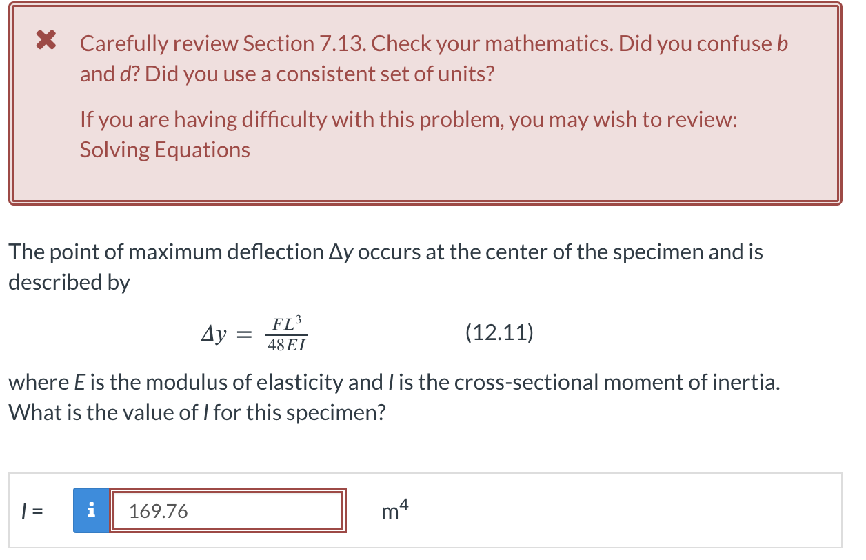 Solved A three-point bending test is performed on a glass | Chegg.com
