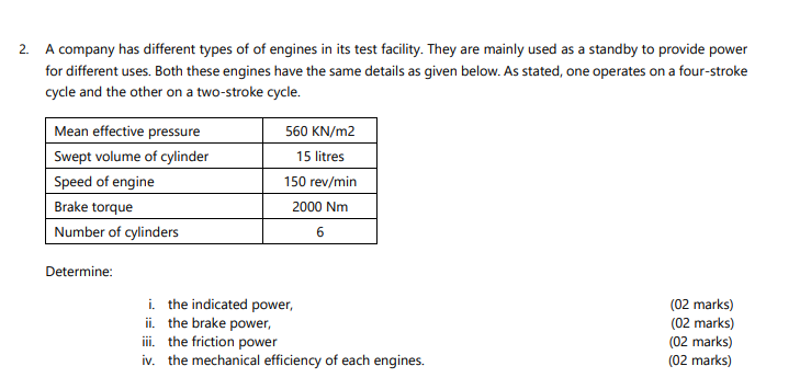 Solved 2. ﻿A company has different types of of engines in | Chegg.com