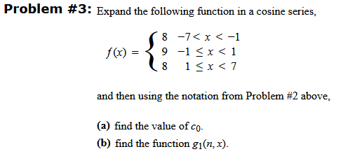 Solved Problem #3: Expand the following function in a cosine | Chegg.com