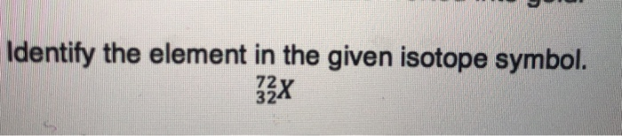 Solved Identify the element in the given isotope symbol. 72 | Chegg.com