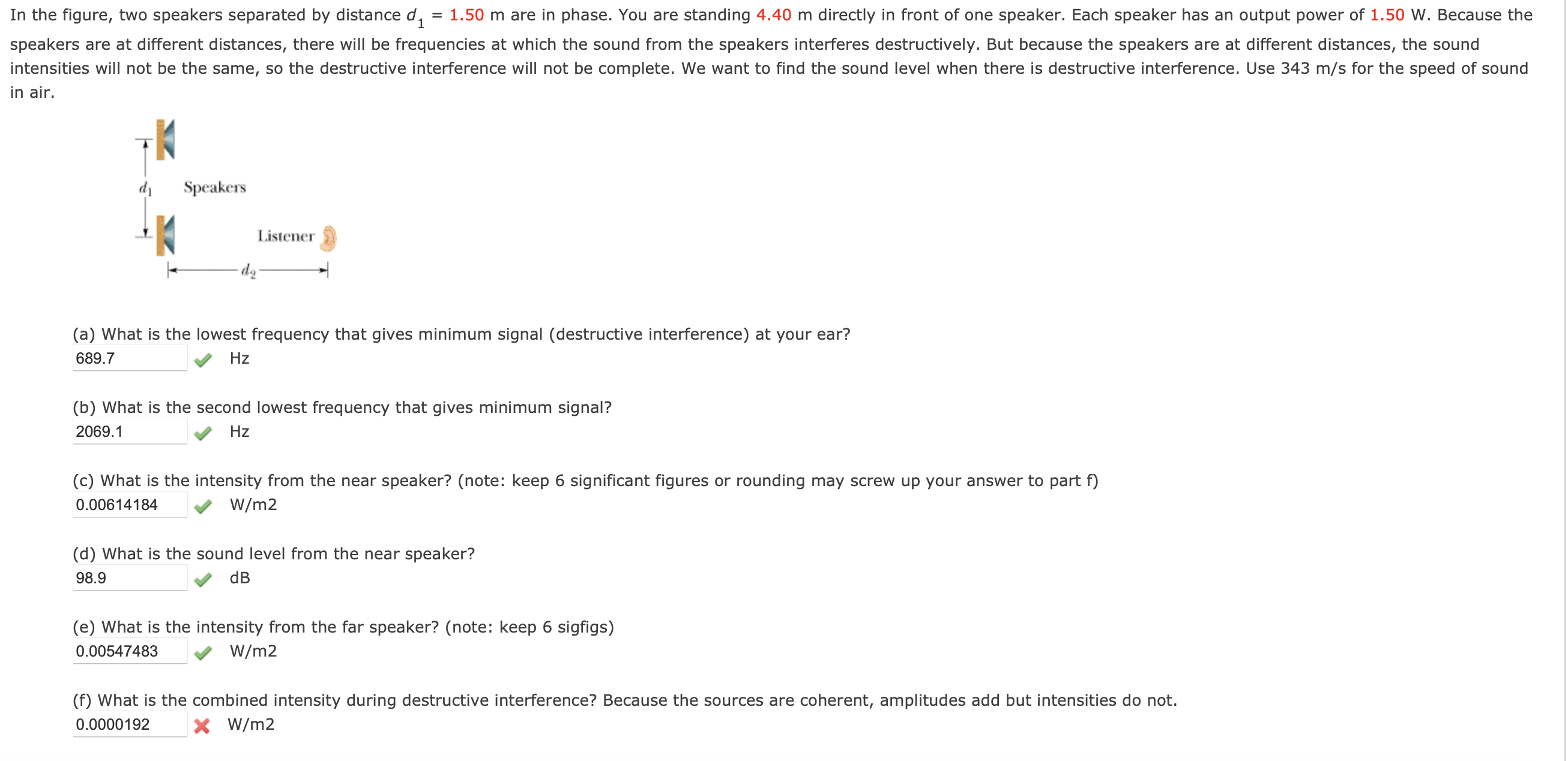 Solved In the figure, two speakers separated by distance \( | Chegg.com