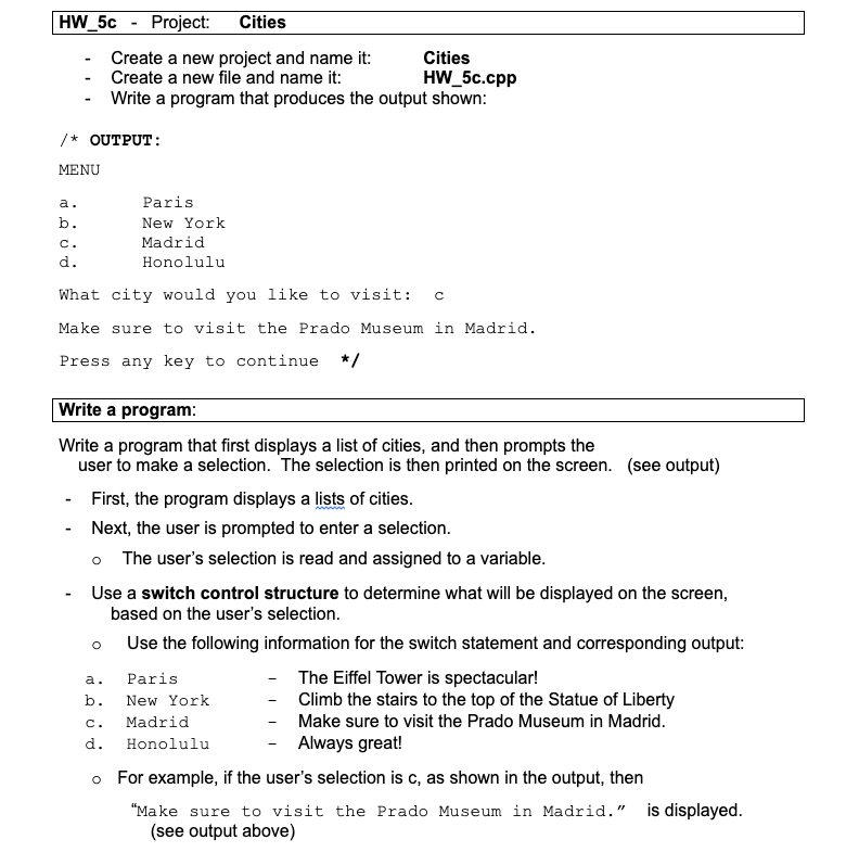 Solved Page 1 of 4 Homework #5 (abcd) HW_5c.cpp HW_5a Write | Chegg.com