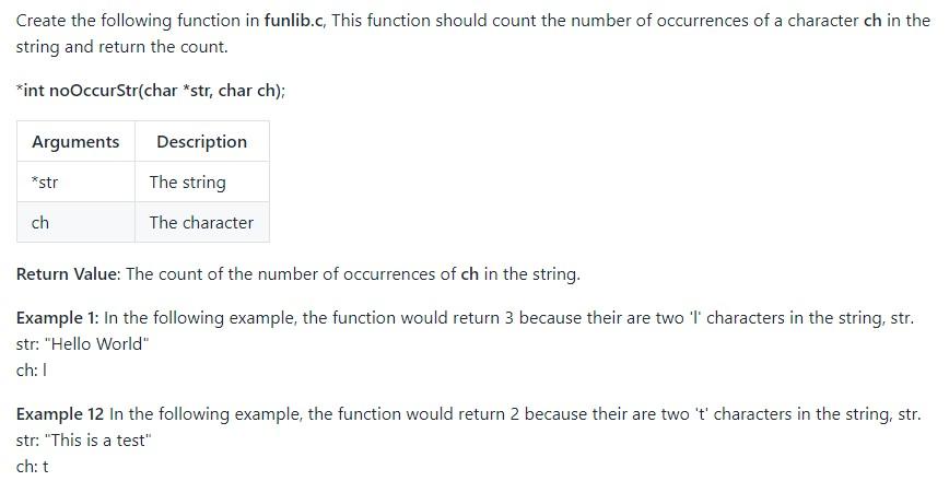 Solved Create the following function in funlib.c. This | Chegg.com