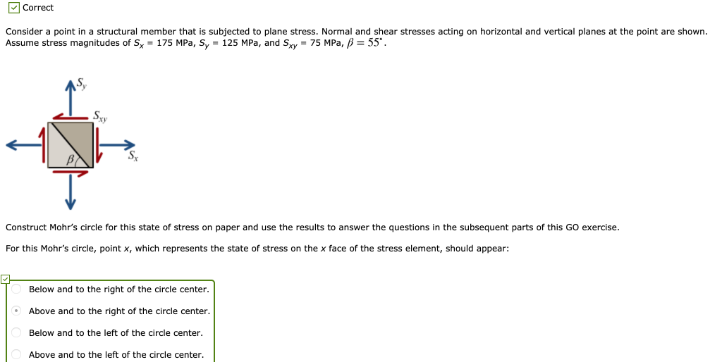 Solved Correct Consider a point in a structural member that | Chegg.com