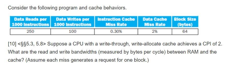 Solved Write Through Cache We have 3 types of reads: - | Chegg.com